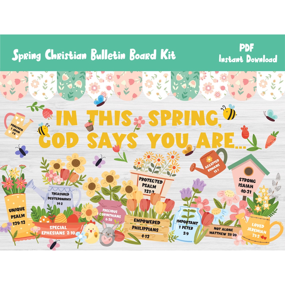 Spring Church Bulletin Board Kit/sunday School Christian Classroom ...