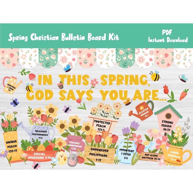 Spring Church Bulletin Board Kit/sunday School Christian Classroom ...