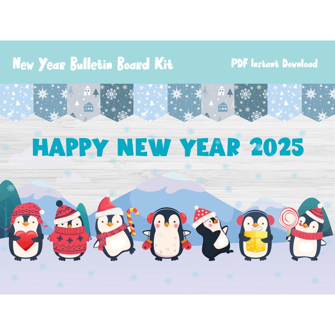 New Year Bulletin Board Kit/december January/winter/kindergarten ...