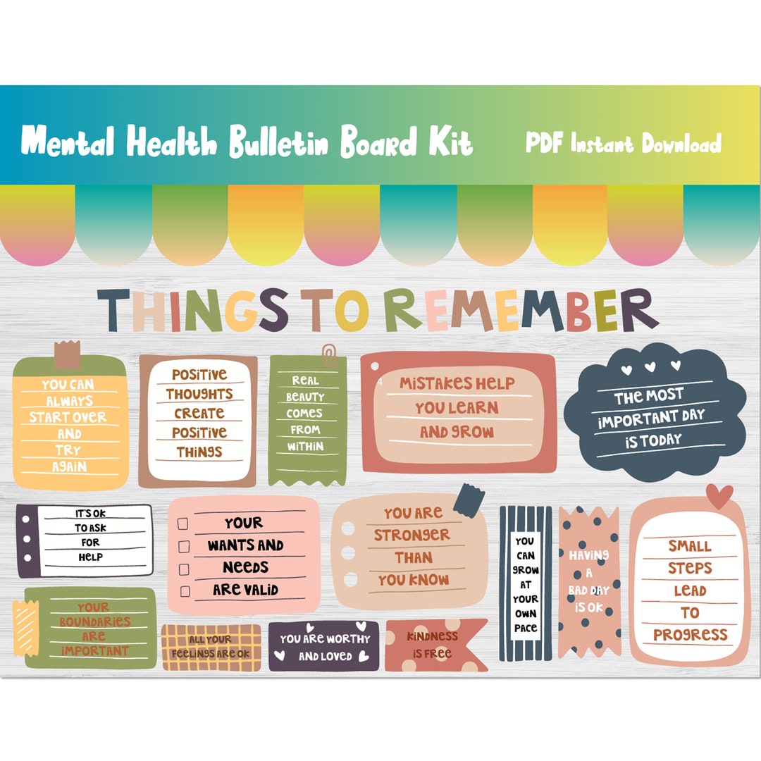Mental Health Bulletin Board Kit/school Counseling Wall Decor/counselor/psychology/therapy ...