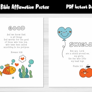 8 Bible Verse Kids Posters/affirmation Bulletin Board Kit/christian ...