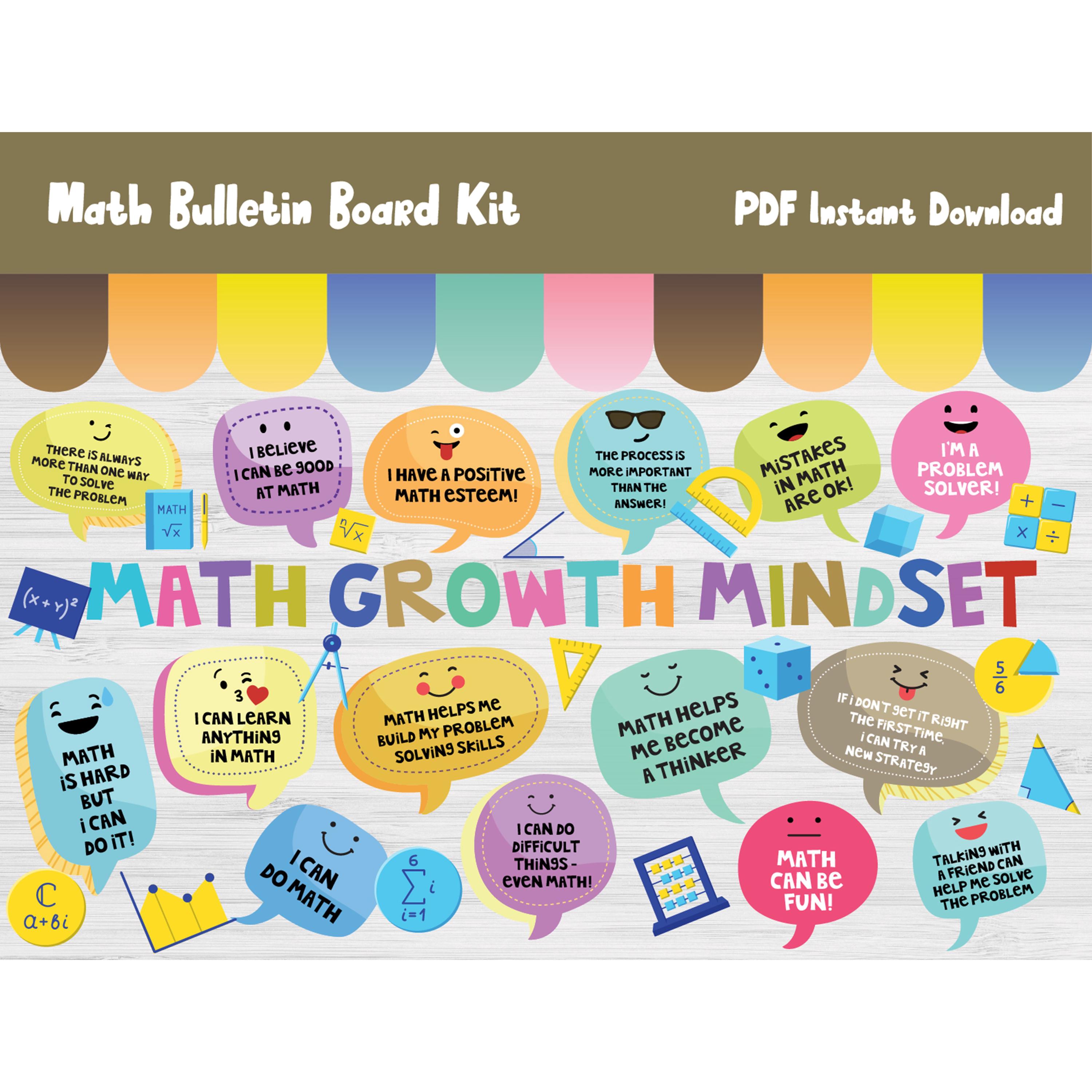 Math Bulletin Board Kit/growth Mindset/ Classroom Decor/wall Door ...