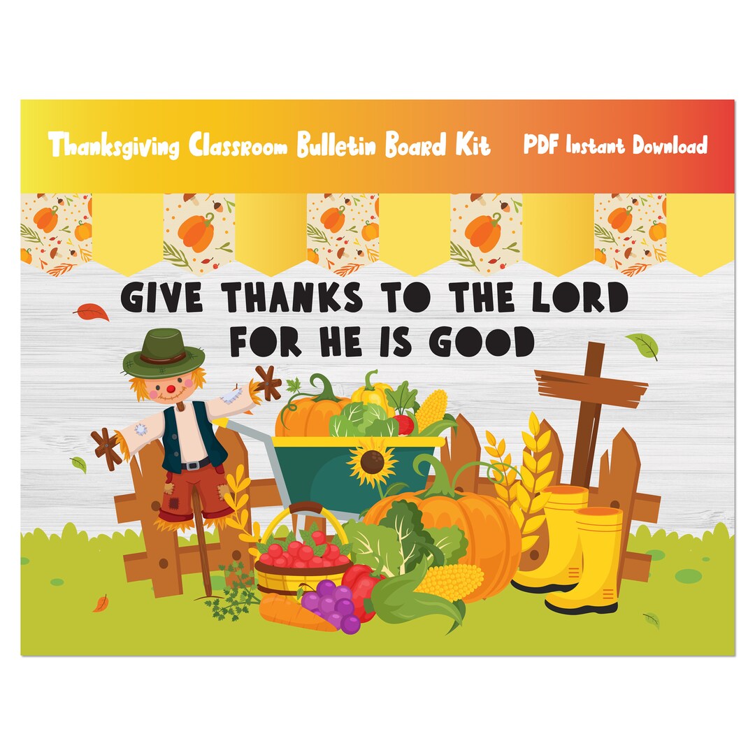 Thanksgiving Christian Bulletin Board Kits/kindergarten Classroom Decor ...