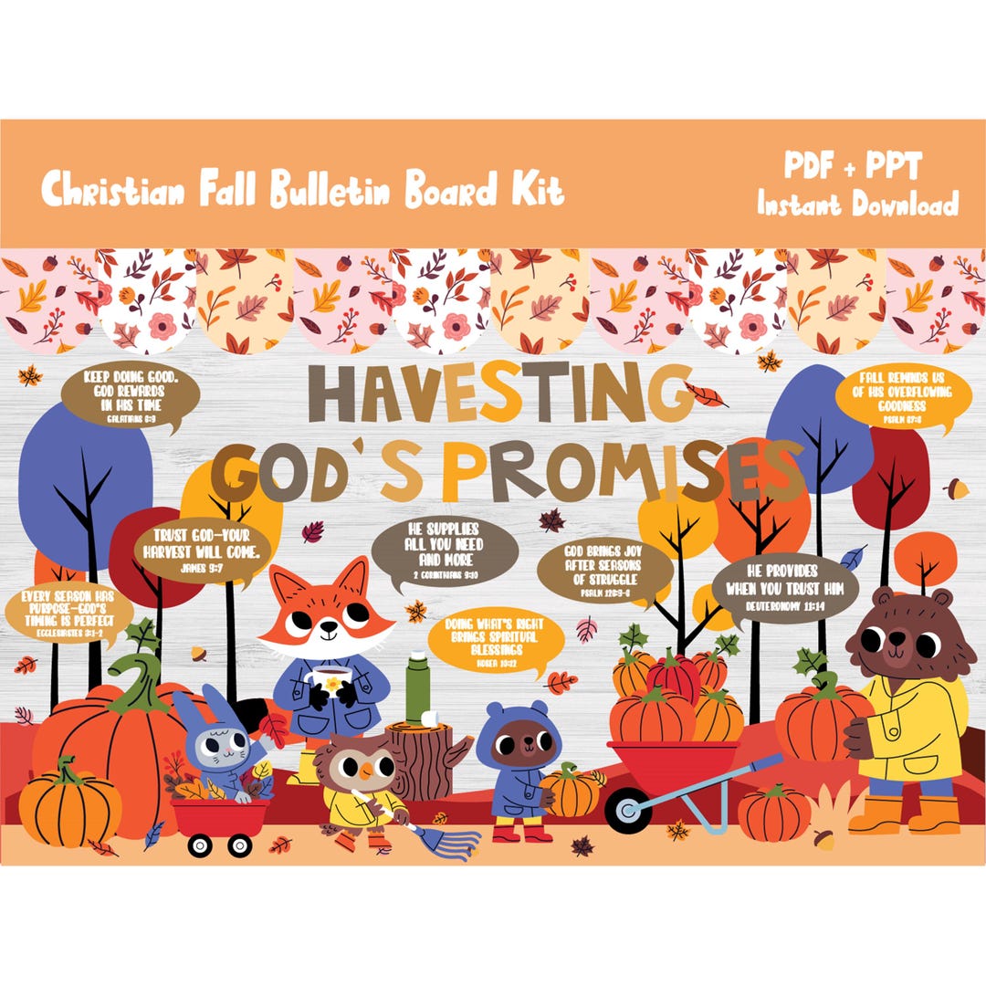 Fall Christian Bulletin Board Kit/sunday School/church Wall Decor ...