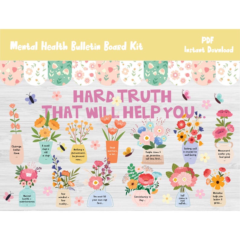 Mental Health Bulletin Board Kit/school Counselor/counseling Wall Door ...