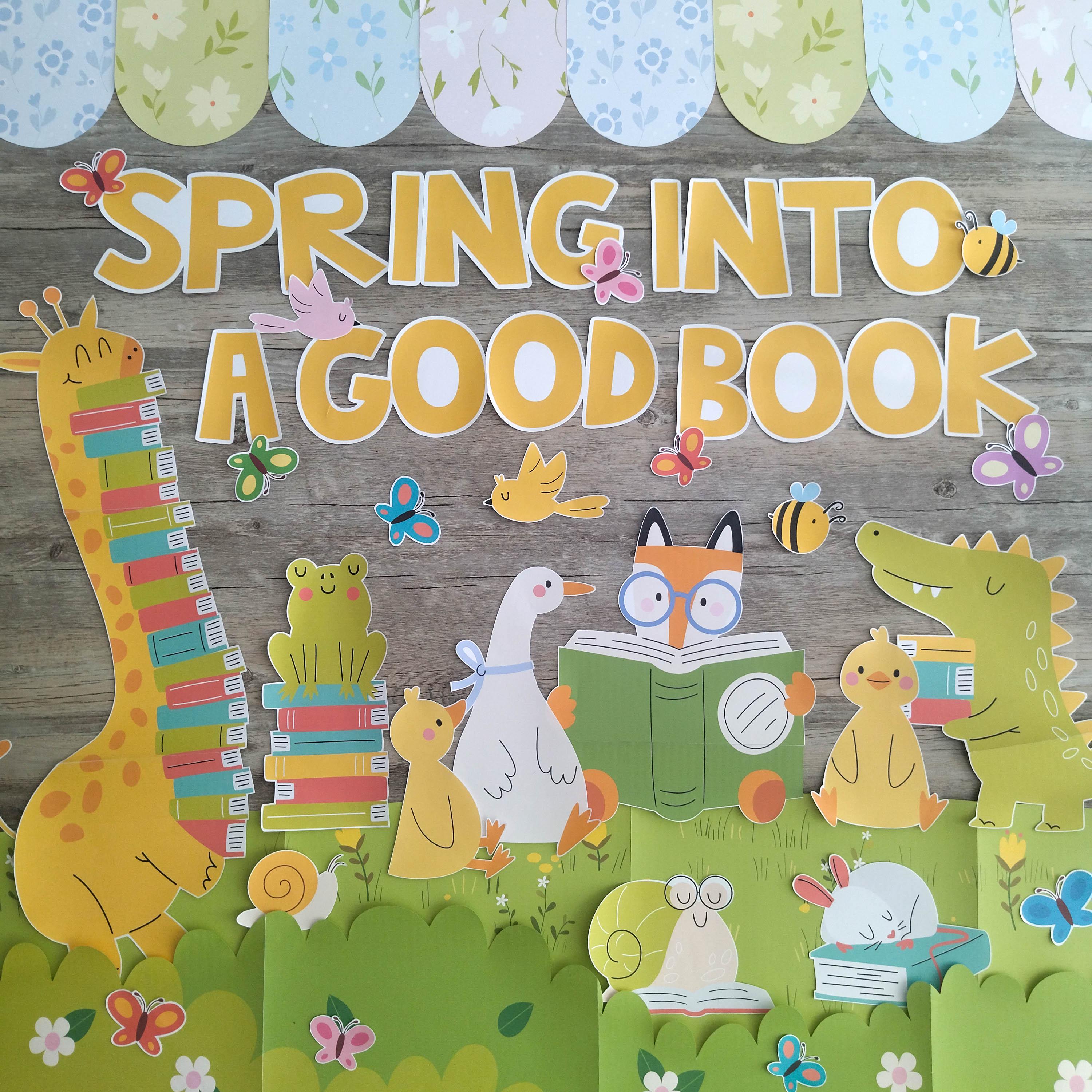 Spring Library Reading Bulletin Board Kit/march April Classroom Wall ...