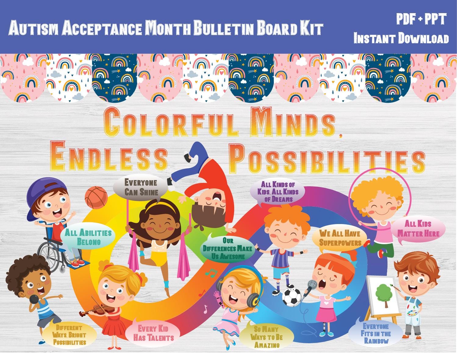 Autism Acceptance Bulletin Board Kit/inclusion/diversity/neurodiversity ...