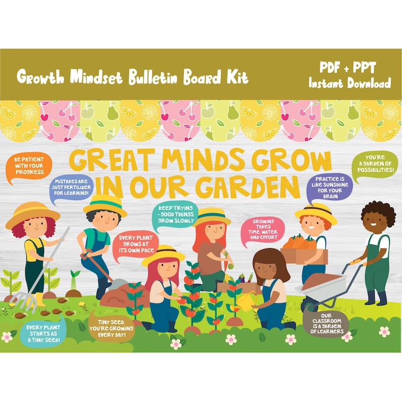 Growth Mindset Bulletin Board Kit/motivational Classroom Wall Decor ...