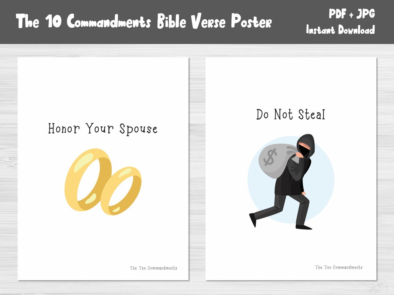 The 10 Commandments Kids Poster/bible Verse Printable/bulletin Board ...