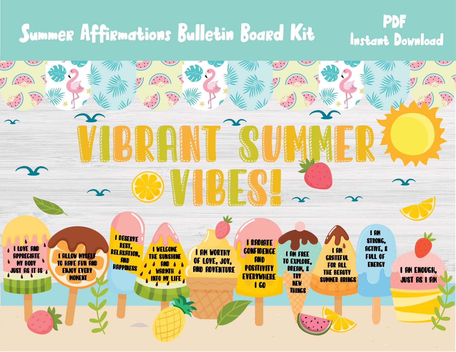 Summer Affirmations/mental Health Bulletin Board Kit/classroom Decor ...