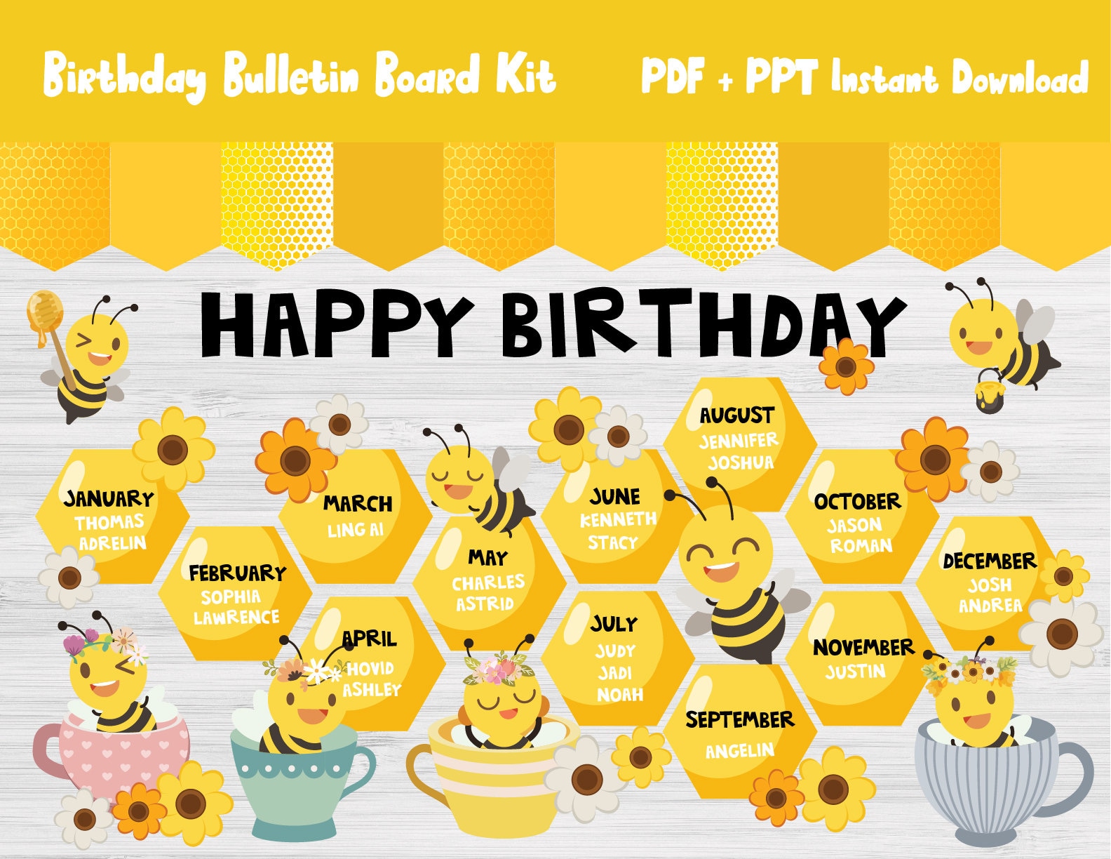 Happy Birthday Bulletin Board Kit/classroom Wall Display/decor ...