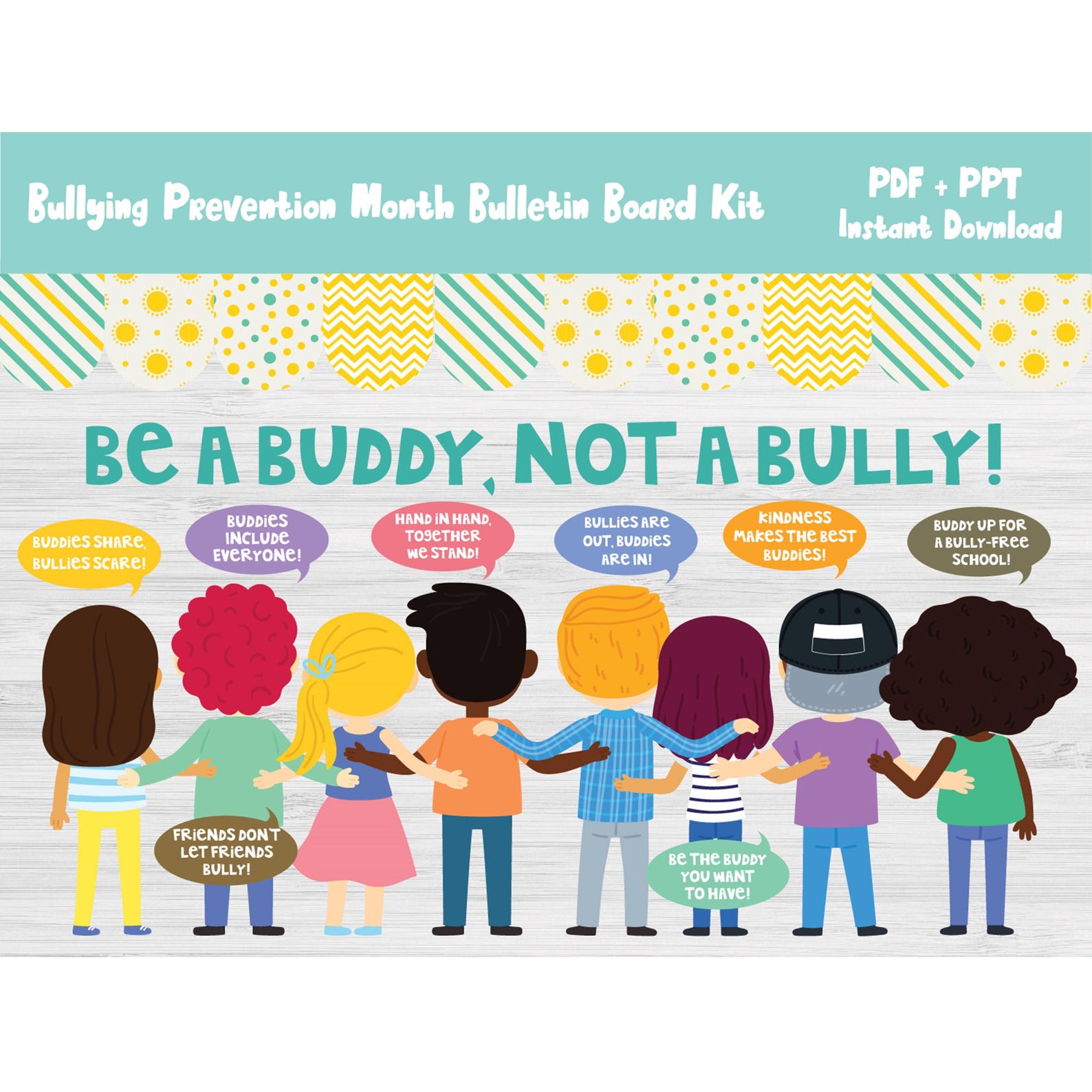 Bullying Prevention Awareness Month Bulletin Board Kit/october Anti ...