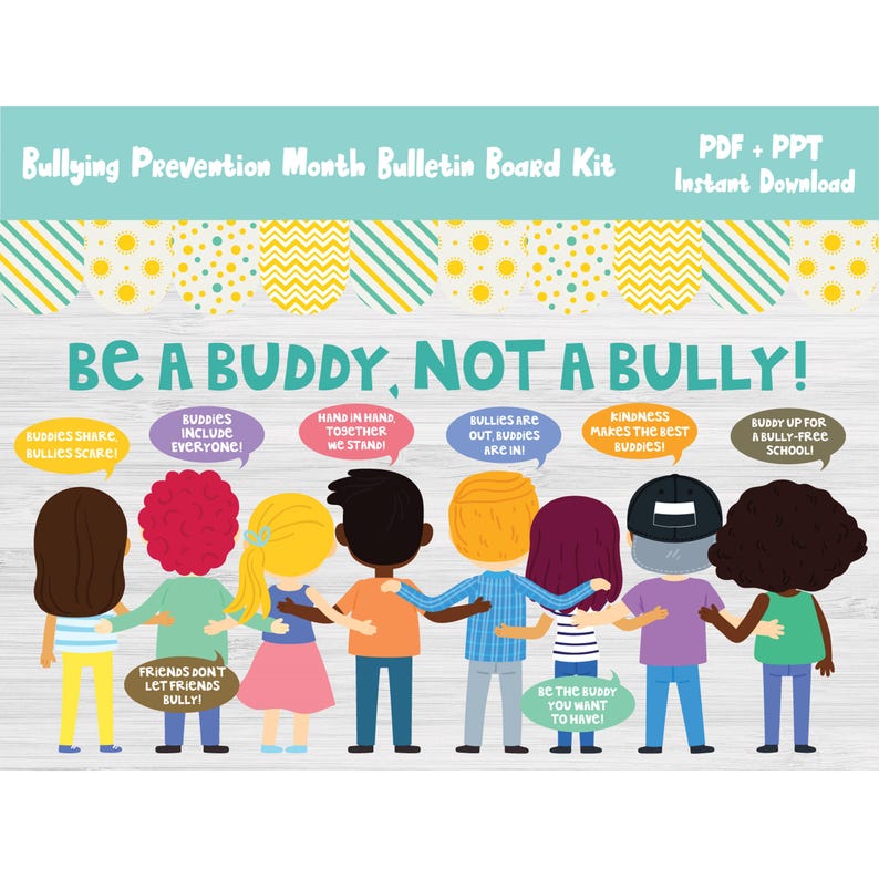 Bullying Prevention Awareness Month Bulletin Board Kit/october Anti ...