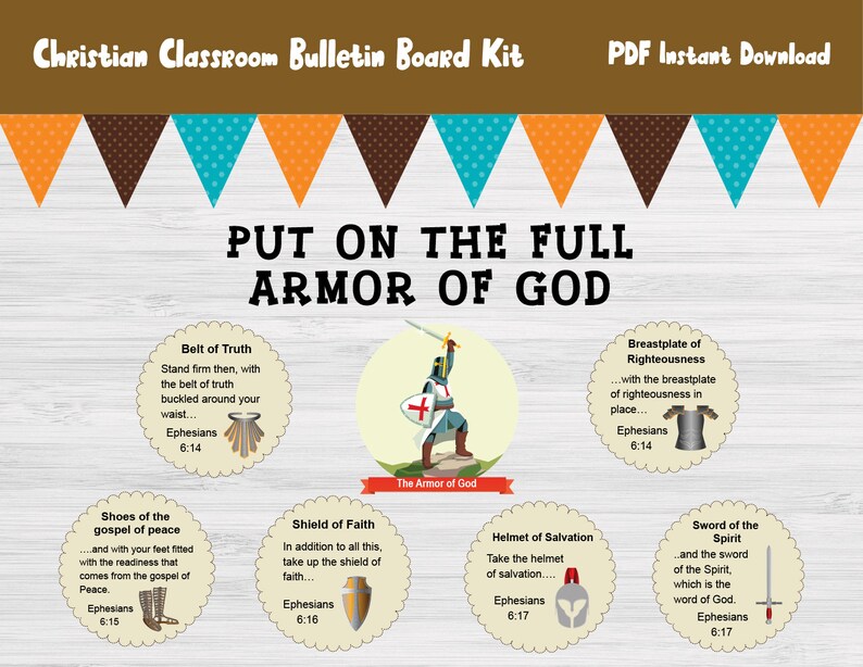 Armor of God/christian Bulletin Board Kit/church Print/bible Verse ...