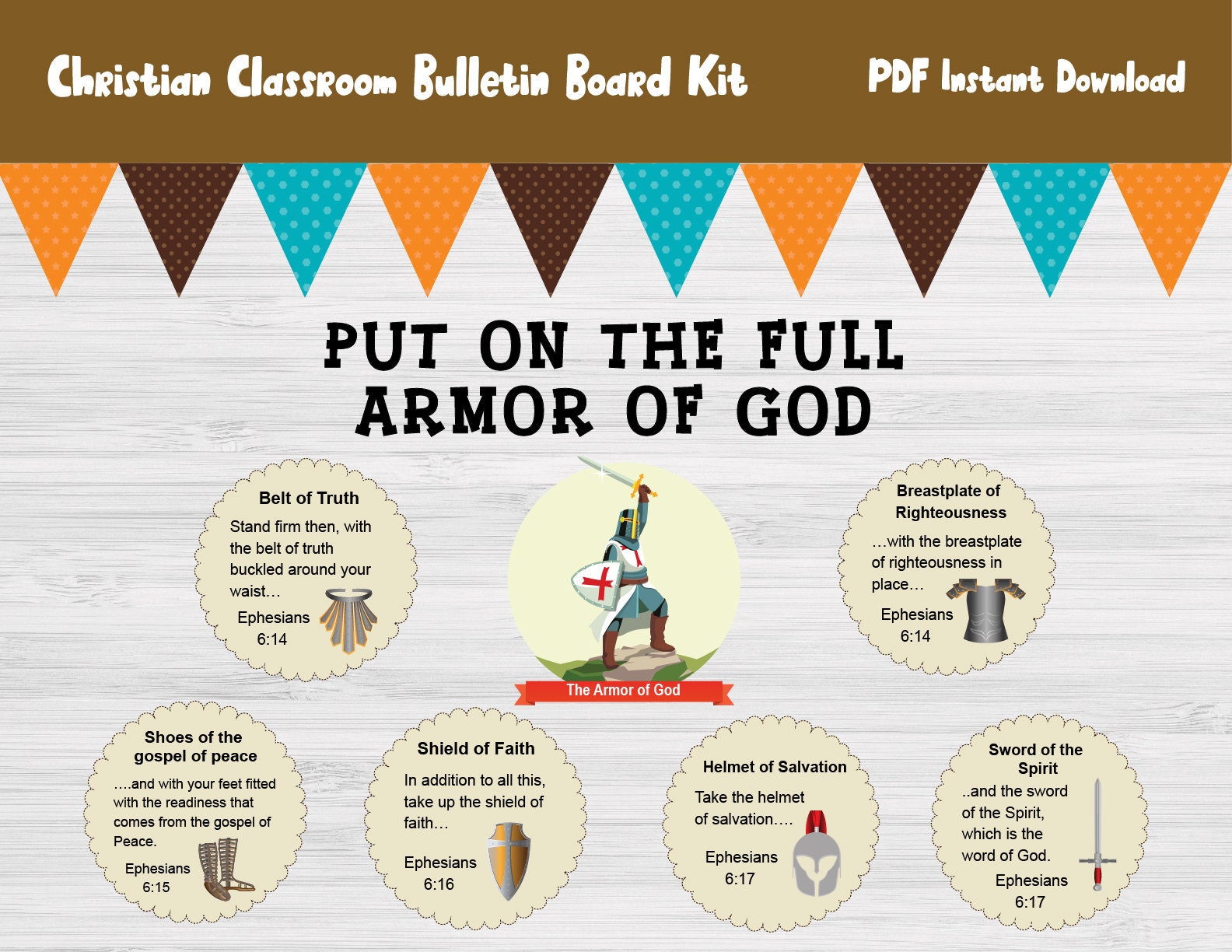 Armor of God/christian Bulletin Board Kit/church Print/bible Verse ...