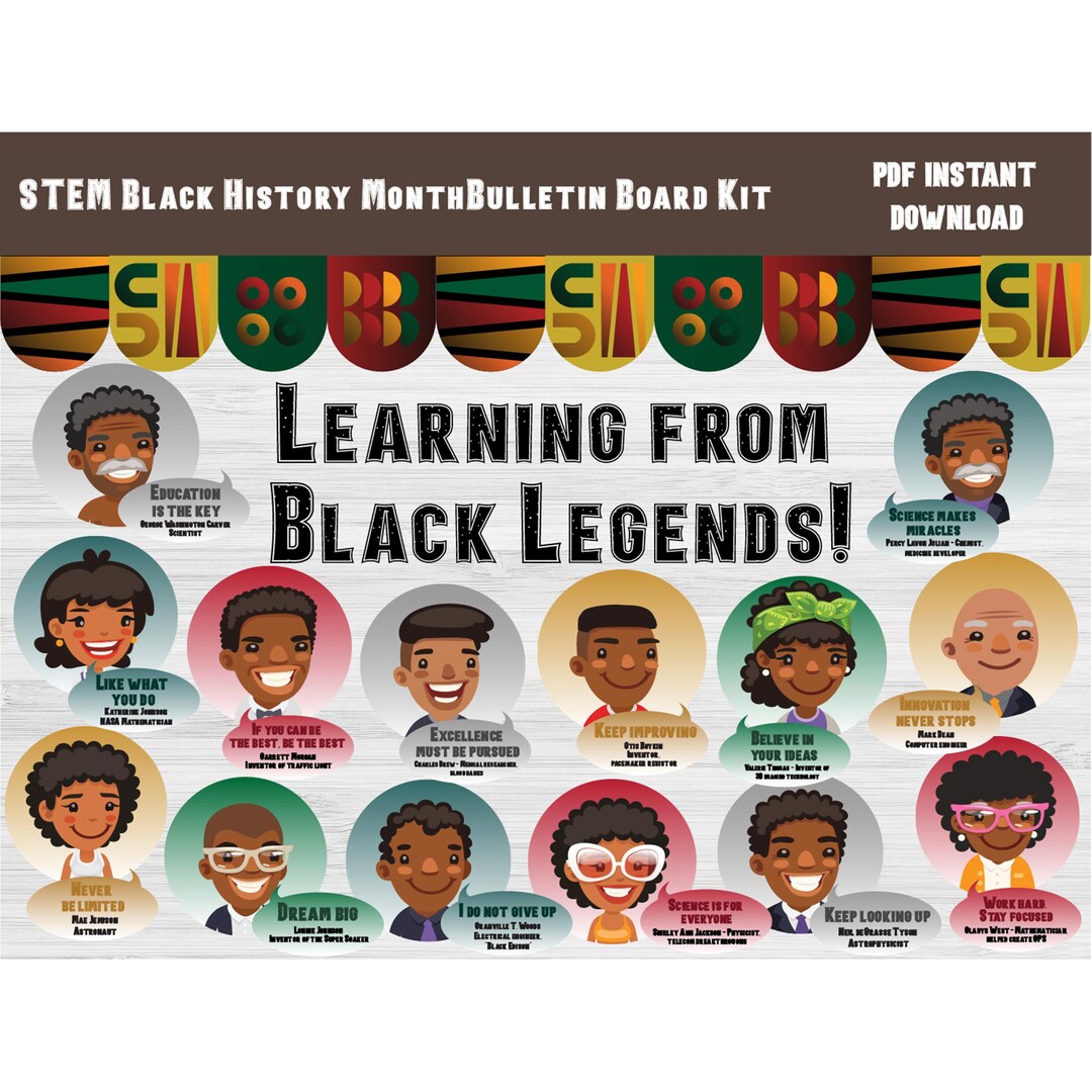 STEM Black History Month Bulletin Board Kit/february Tech/technology ...