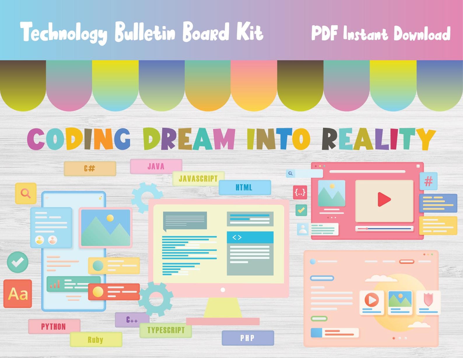 Coding Bulletin Board Kit/computer Science/lab/classroom/technology ...