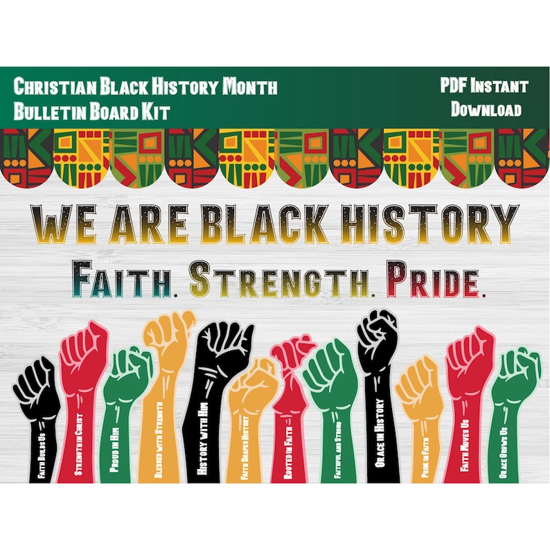 Christian Black History Month Bulletin Board Kit/february Sunday School ...