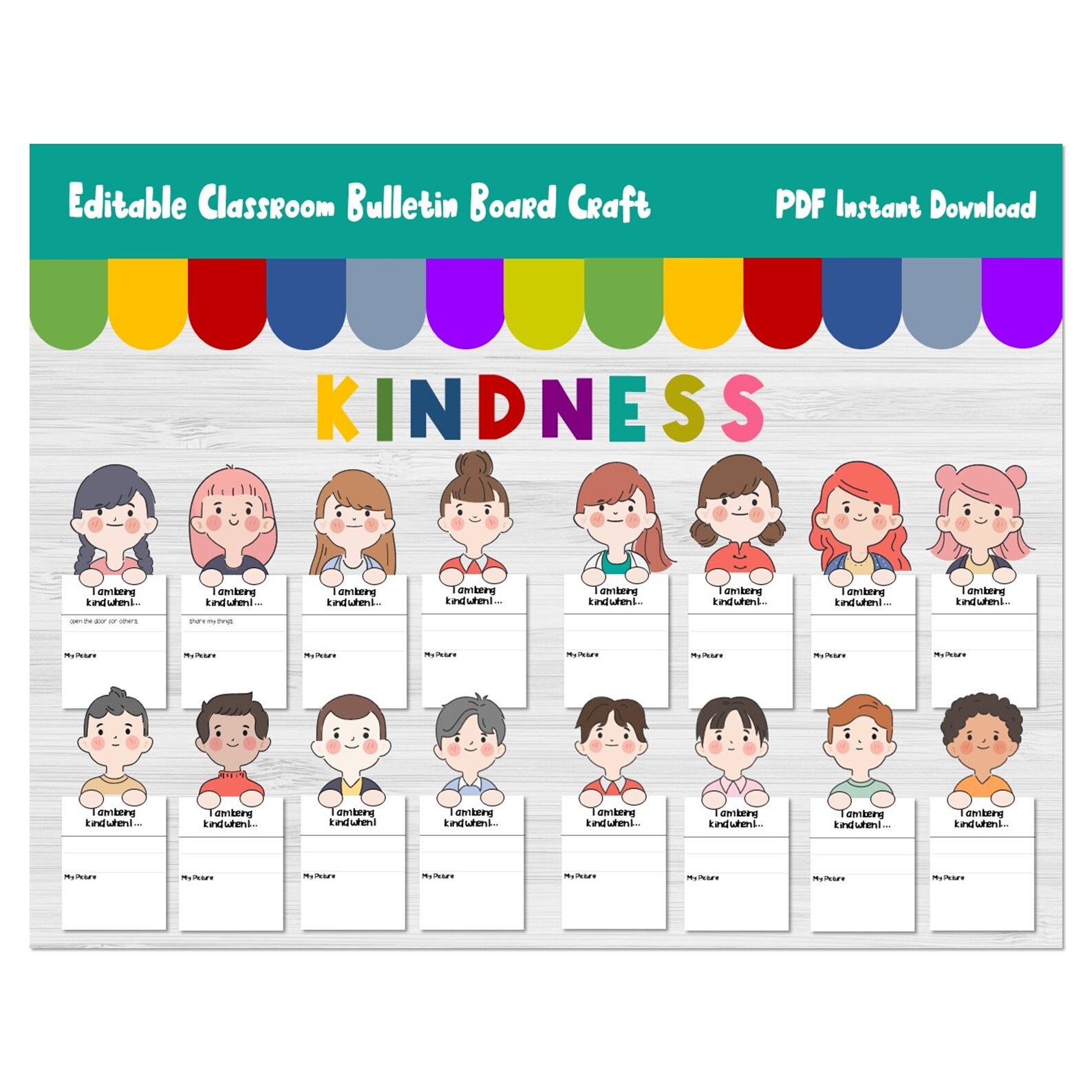 Kindness Bulletin Board Kit/kindergarten Classroom Printable/preschool ...
