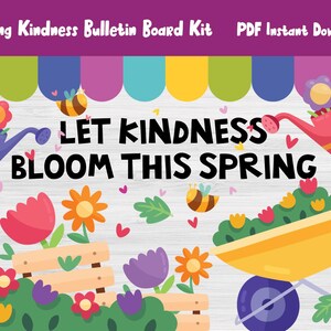 Spring Kindness Bulletin Board Kit/march Classroom Decor/kindergarten ...