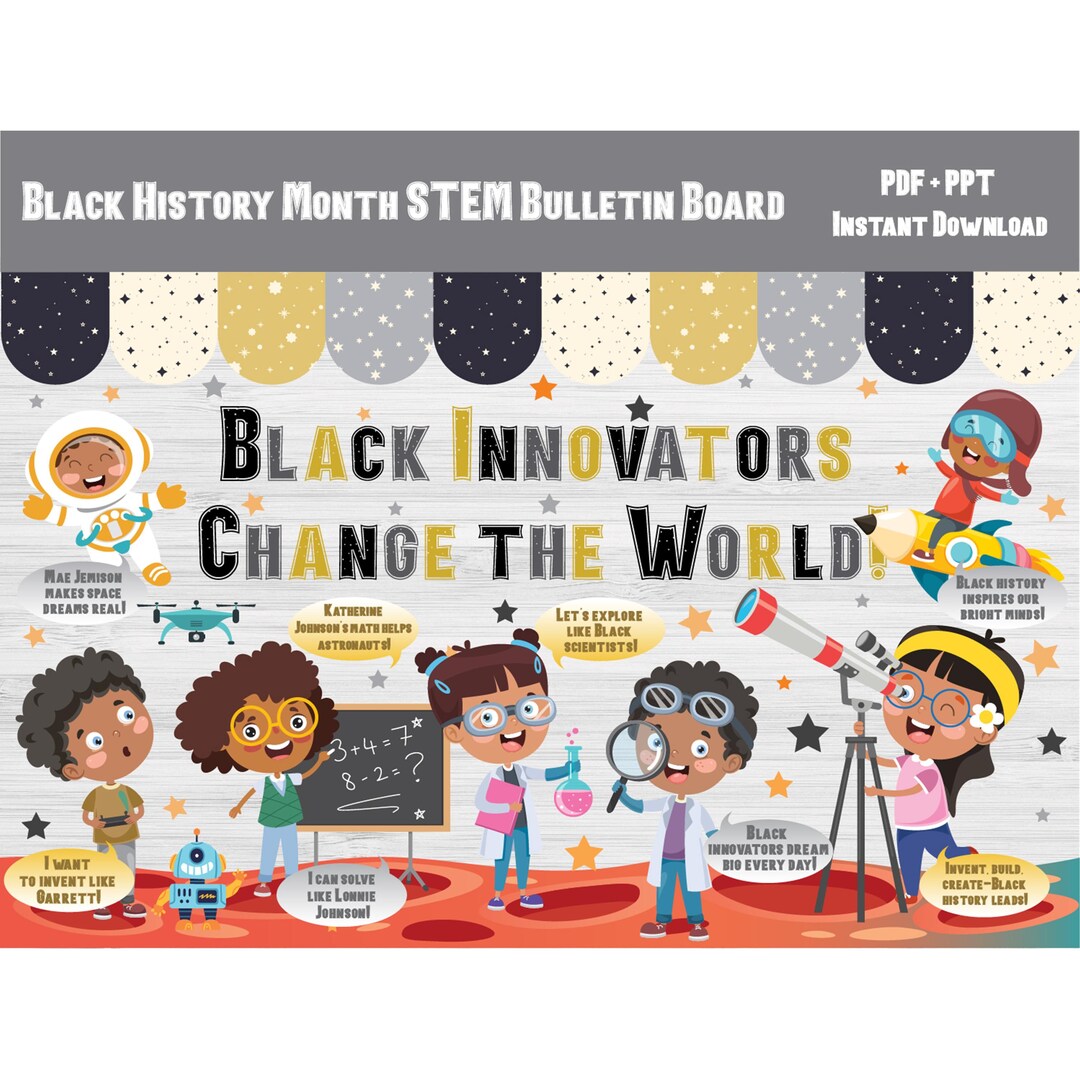 STEM Black History Month Bulletin Board Kit/february Tech/technology ...