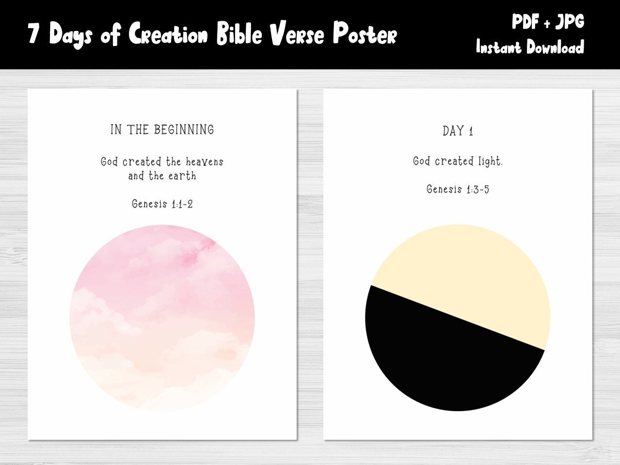 7 Days of Creation Kids Poster/bible Verse Printable/bulletin Board Kit ...