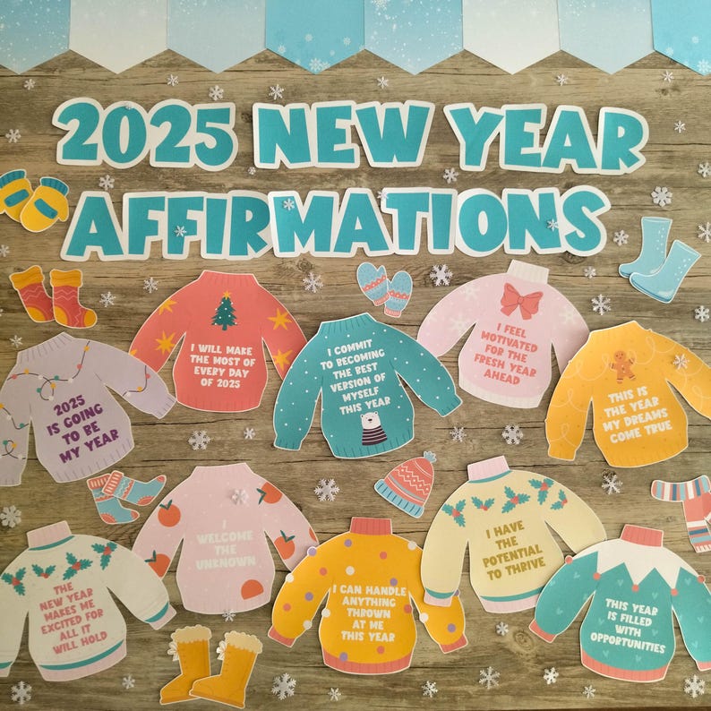 2025 New Year January Affirmation Bulletin Board Kit/mental Health ...