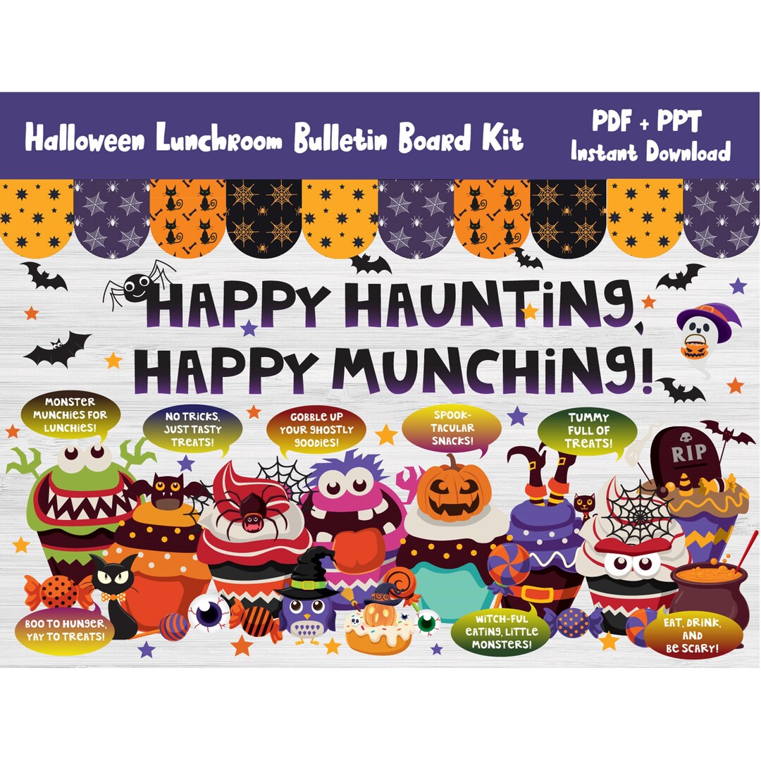 Halloween Lunchroom Bulletin Board Kit/fall School Cafeteria/spooky ...