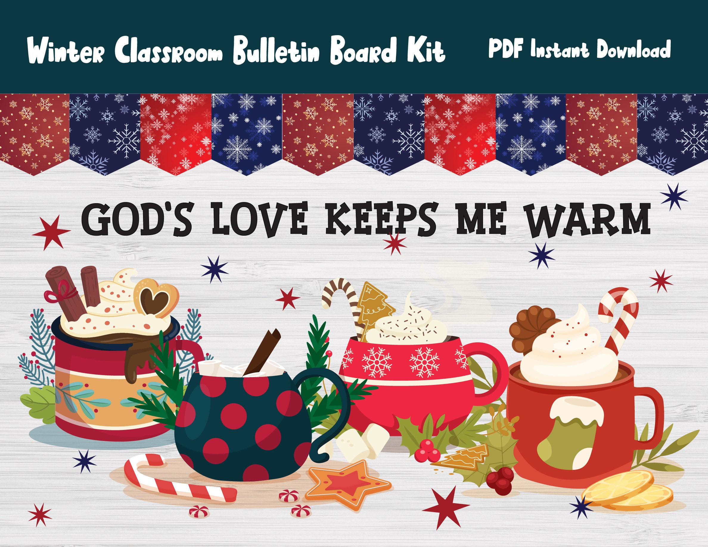 Winter Christian Bulletin Board Kit/church Sunday School Classroom ...