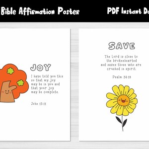 8 Bible Verse Kids Posters/affirmation Bulletin Board Kit/christian ...
