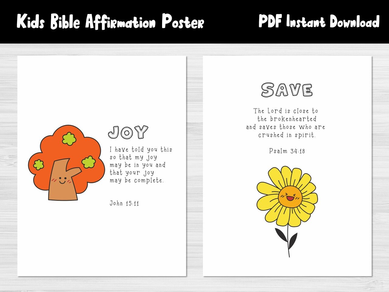 8 Bible Verse Kids Posters/affirmation Bulletin Board Kit/christian ...