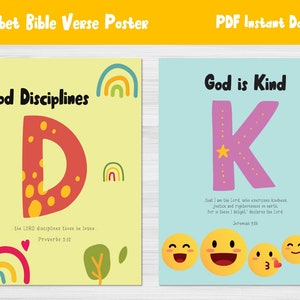 ABC Alphabet Bible Verse Poster/christian Scripture Wall Art/god Decor ...