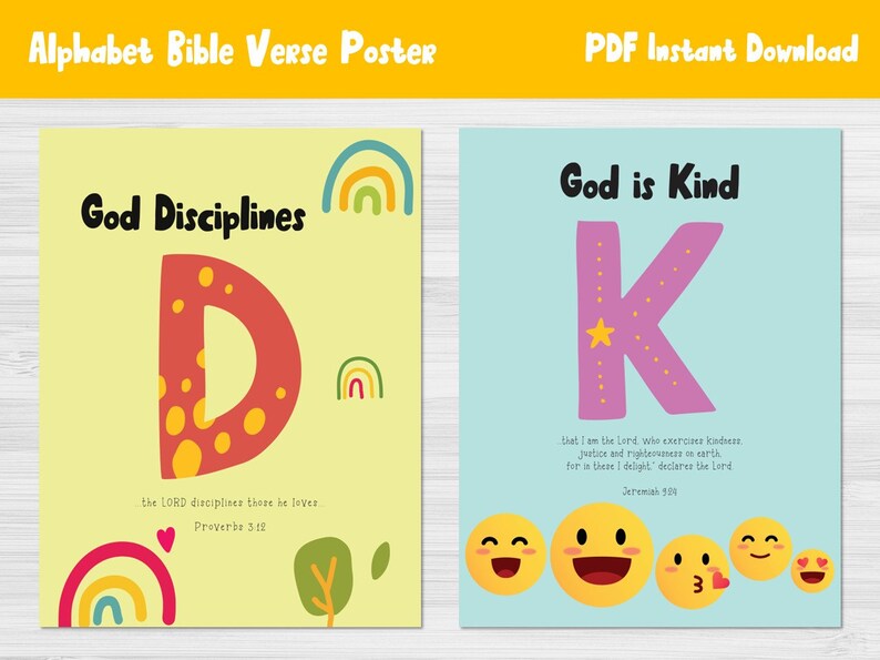 ABC Alphabet Bible Verse Poster/christian Scripture Wall Art/god Decor ...
