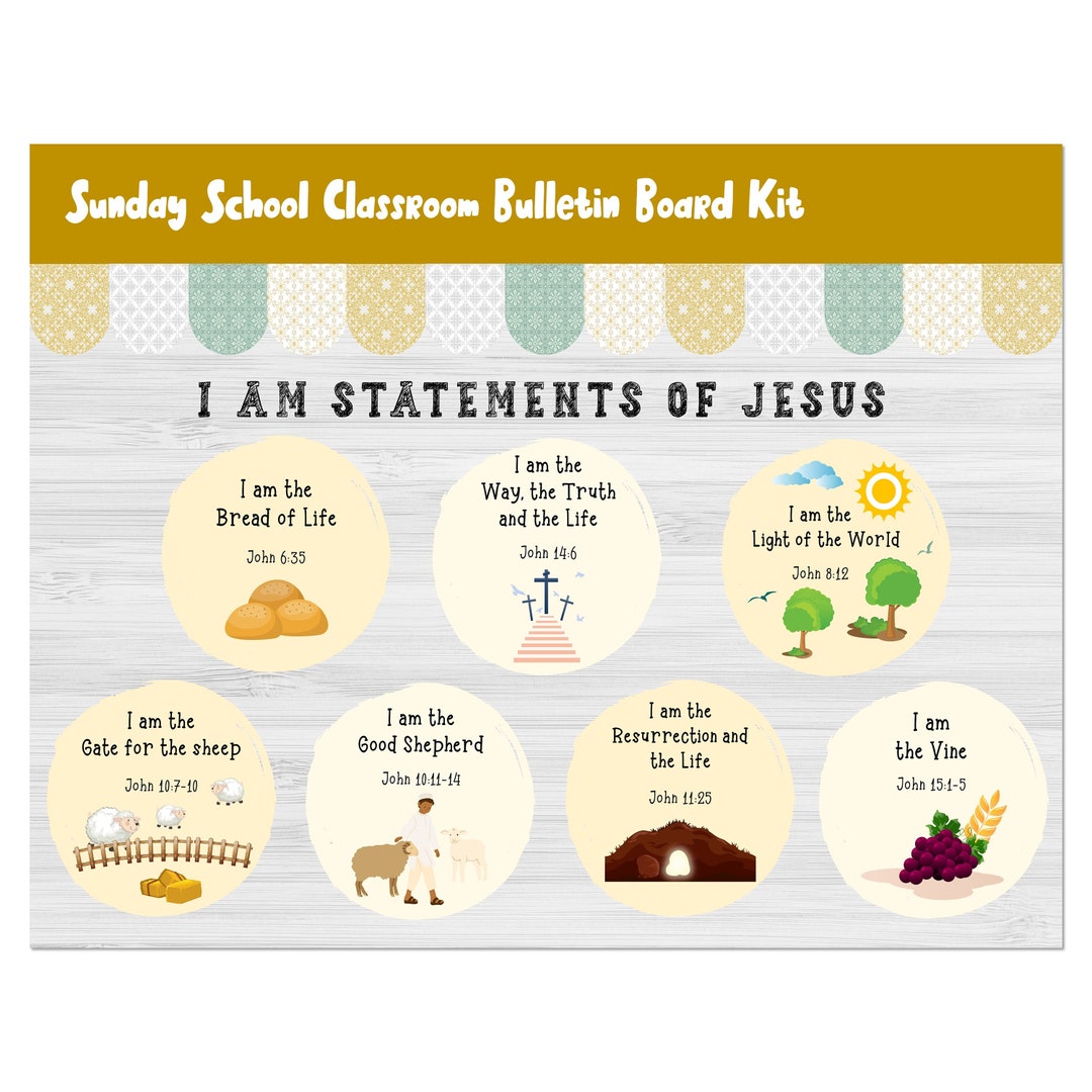 Jesus I Am Statement/christian Bulletin Board Kit/bible Verse/classroom ...