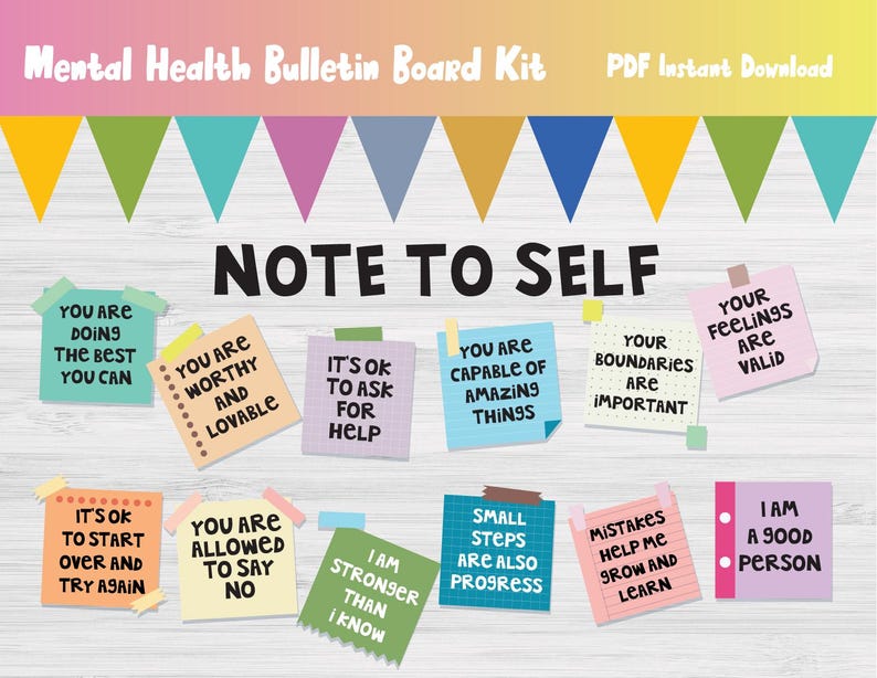 Mental Health Bulletin Board Kits/positive Affirmation Printable/school ...
