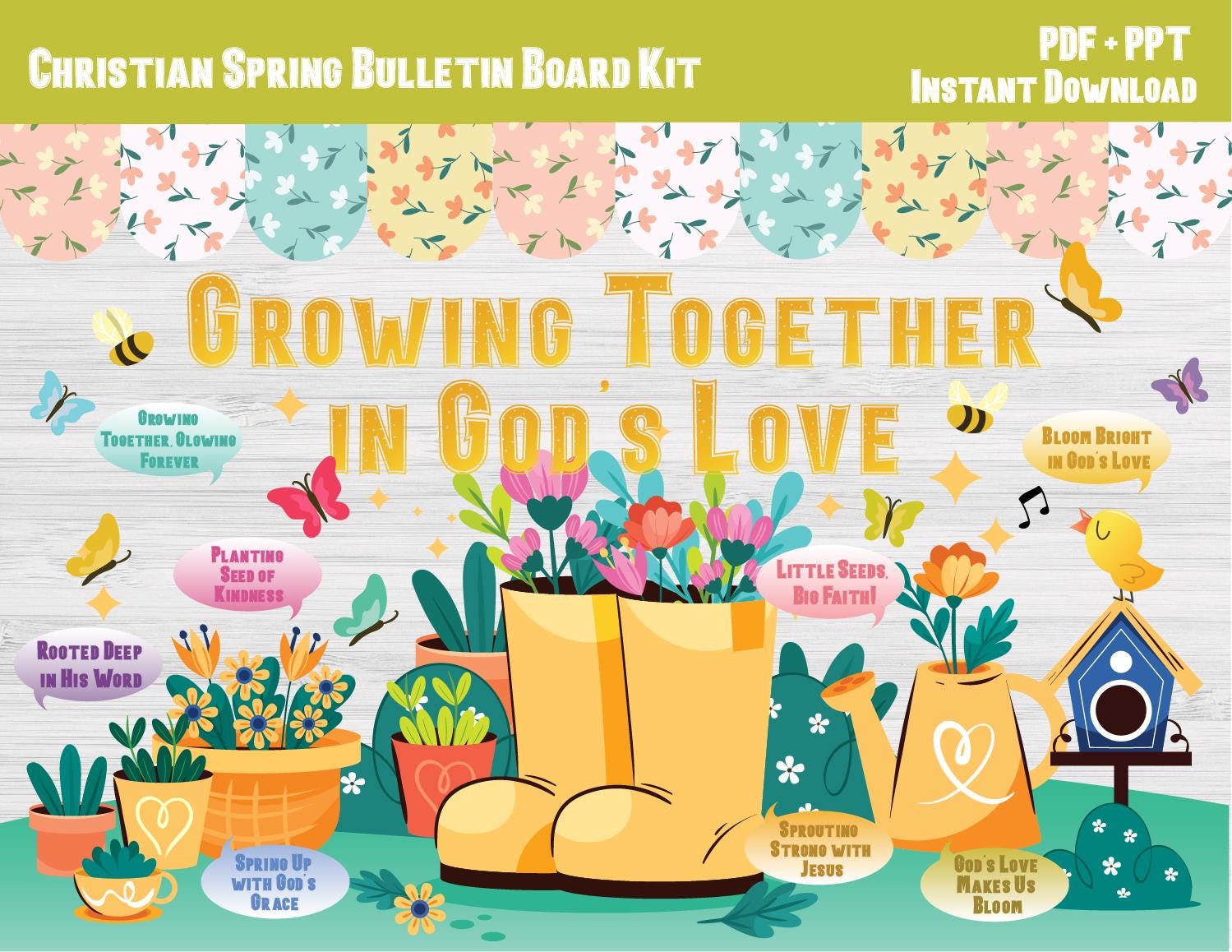 Spring Church Bulletin Board Kit/sunday School Christian Classroom Wall ...