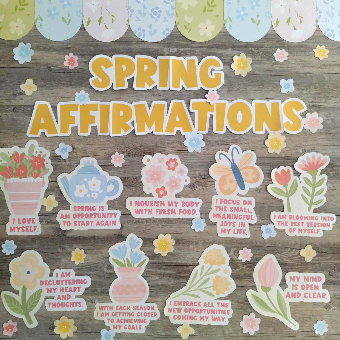 Spring Affirmation Bulletin Board Kit/mental Health Awareness/march ...