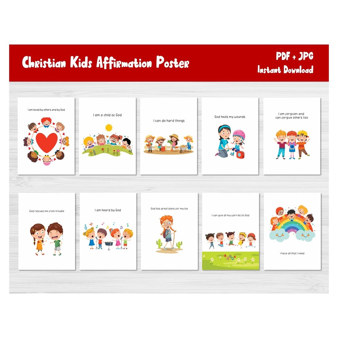 15 Christian Bible Verse Kids Posters/affirmation Bulletin Board Kit ...
