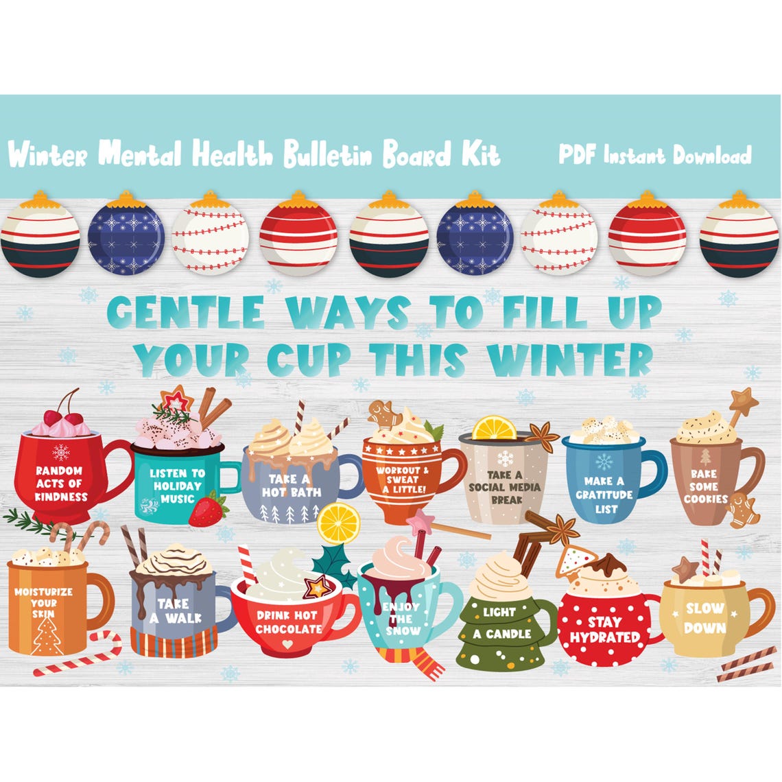 Winter Mental Health Awareness Bulletin Board Kit/self/classroom Wall ...