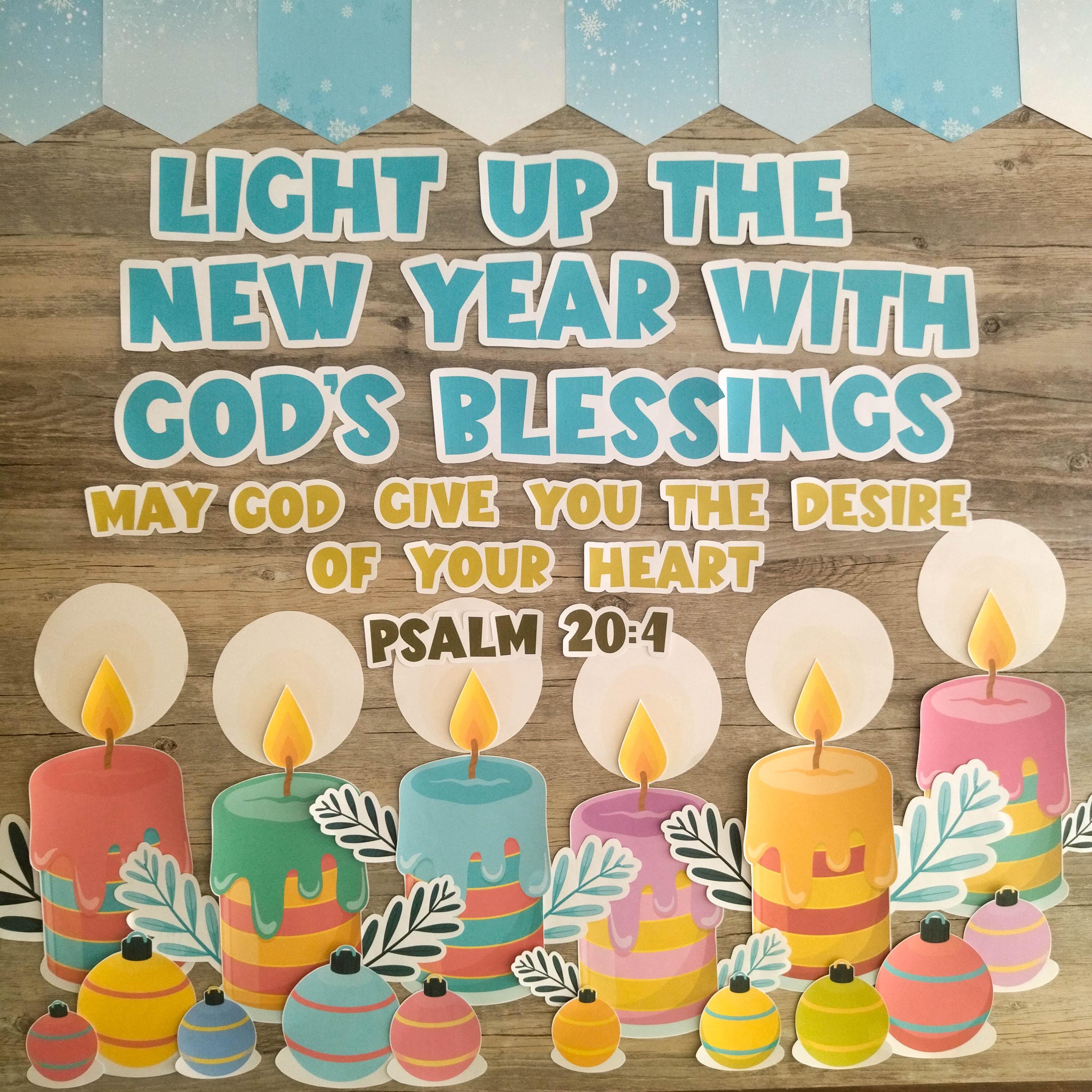 New Year Church Bulletin Board Kit/january Sunday School Christian ...