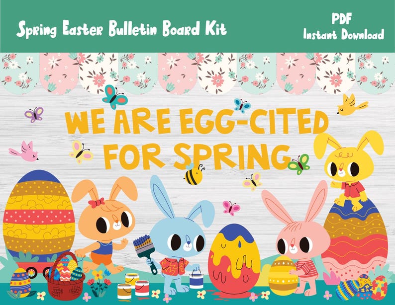 Easter Spring Bulletin Board Kit/march April Classroom Wall Door Decor ...