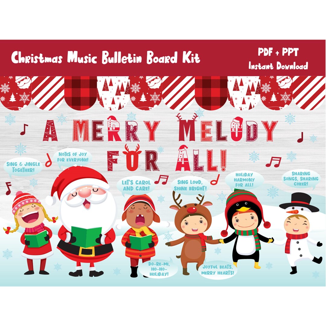 Christmas Music Classroom Bulletin Board Kit/singing Class Room Wall ...