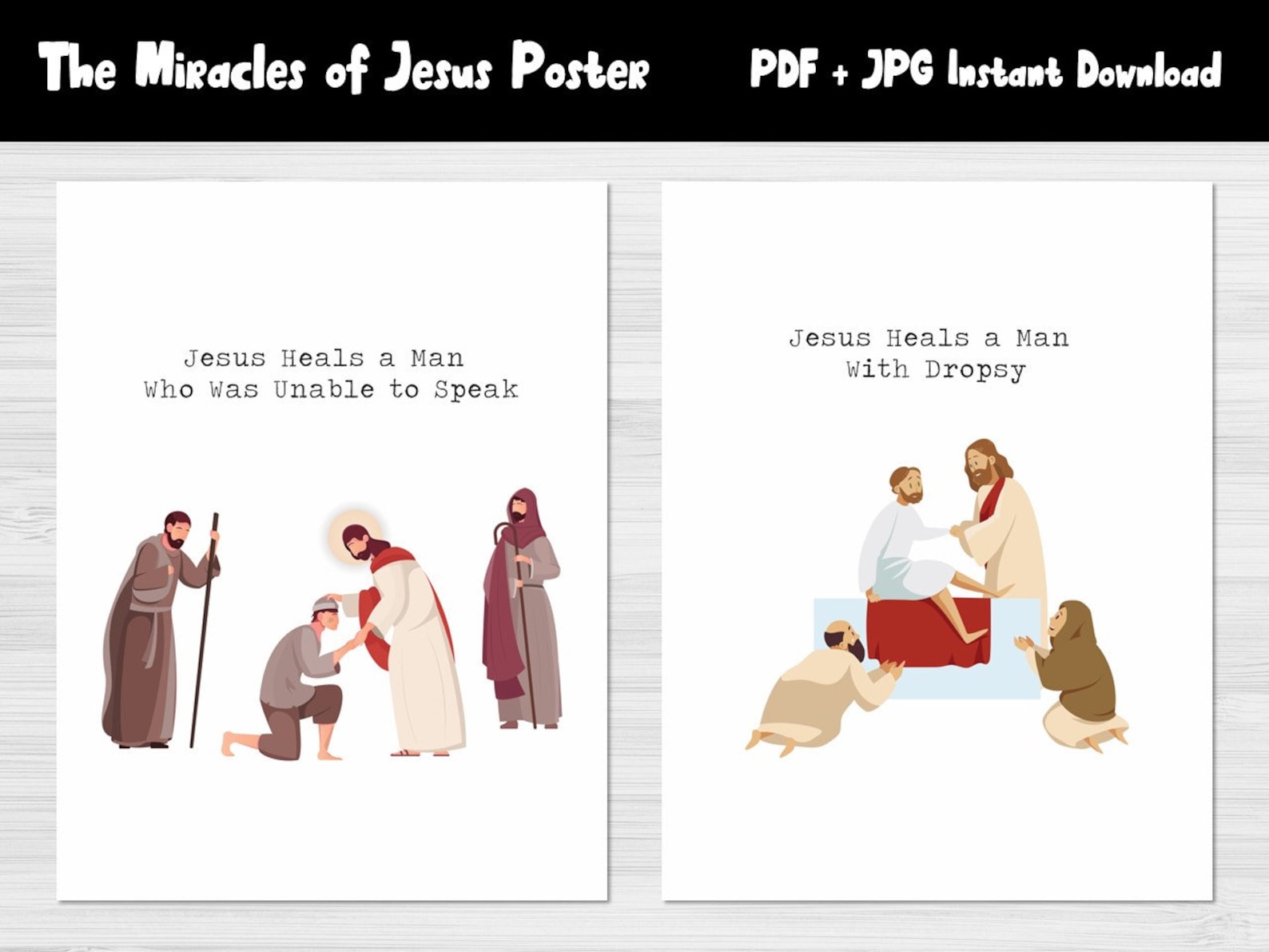 10 Miracles of Jesus Poster/christian Bulletin Board Kit/bible Story ...