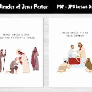 10 Miracles of Jesus Poster/christian Bulletin Board Kit/bible Story ...
