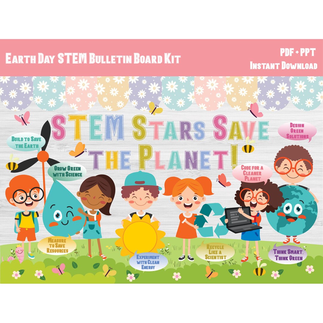 Earth Day STEM STEAM Bulletin Board Kit/april Classroom Lab Wall Decor ...