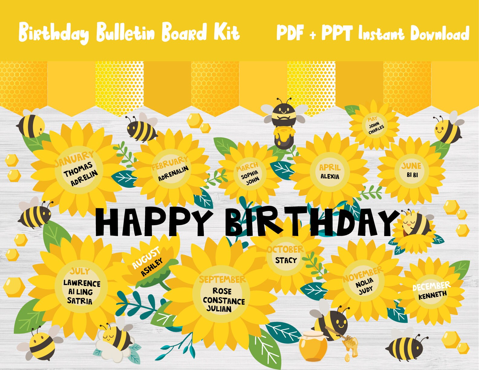 Happy Birthday Bulletin Board Kit/classroom Wall Display/decor ...