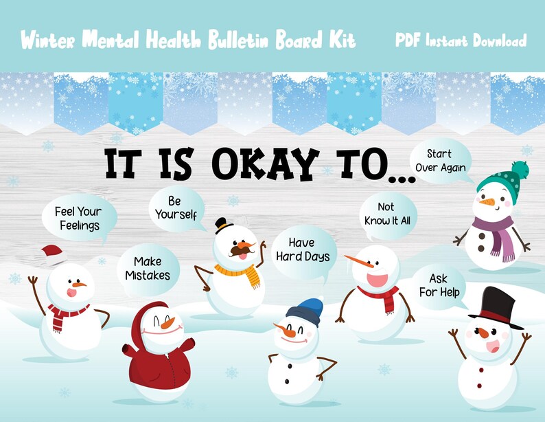 Mental Health Bulletin Board Kit/winter Classroom Decor/wall Door ...