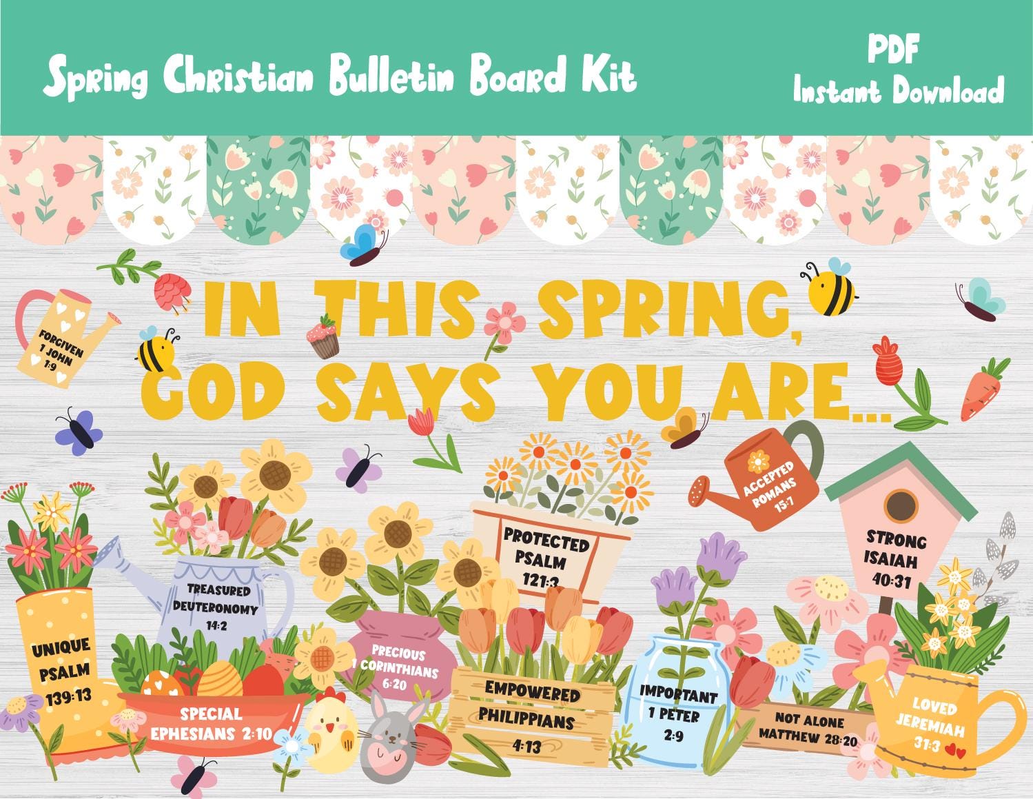 Spring Church Bulletin Board Kit/sunday School Christian Classroom ...