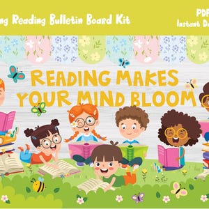 Spring Reading Bulletin Board Kit/march April Library Classroom Decor ...