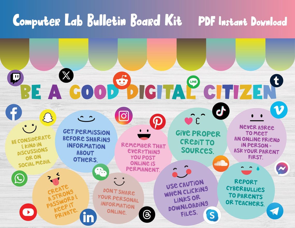 Computer Room Lab Bulletin Board Kit/computer Science Classroom Decor ...